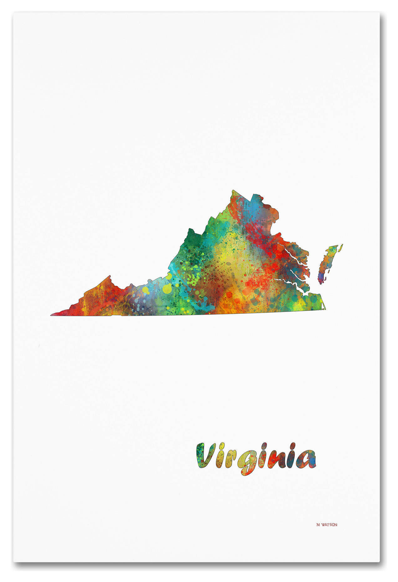 Marlene Watson 'Virginia State Map-1' Canvas Art, 16"x24" - Traditional ...