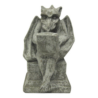 Gargoyle With Laptop Computer Concrete Statue, One Size - Eclectic ...