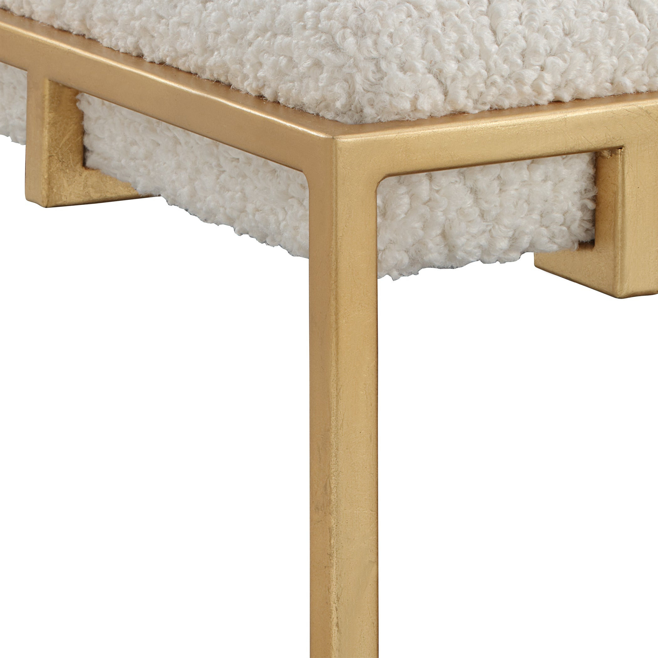 Uttermost Paradox Small Gold and White Shearling Bench - Contemporary ...