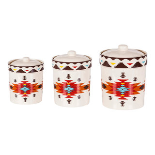 Del Sol Aztec Canister Set, 3 Piece - Southwestern - Kitchen Canisters ...