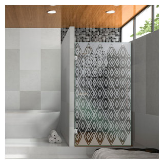 Hinged Alcove Shower Door, Mini Triangles Design, 24"x75" Inches ...
