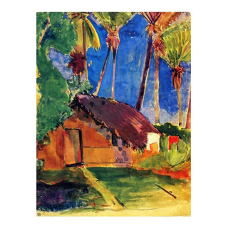 "Thatched Hut Under Palm Trees" Digital Paper Print by Paul Gauguin, 14 ...