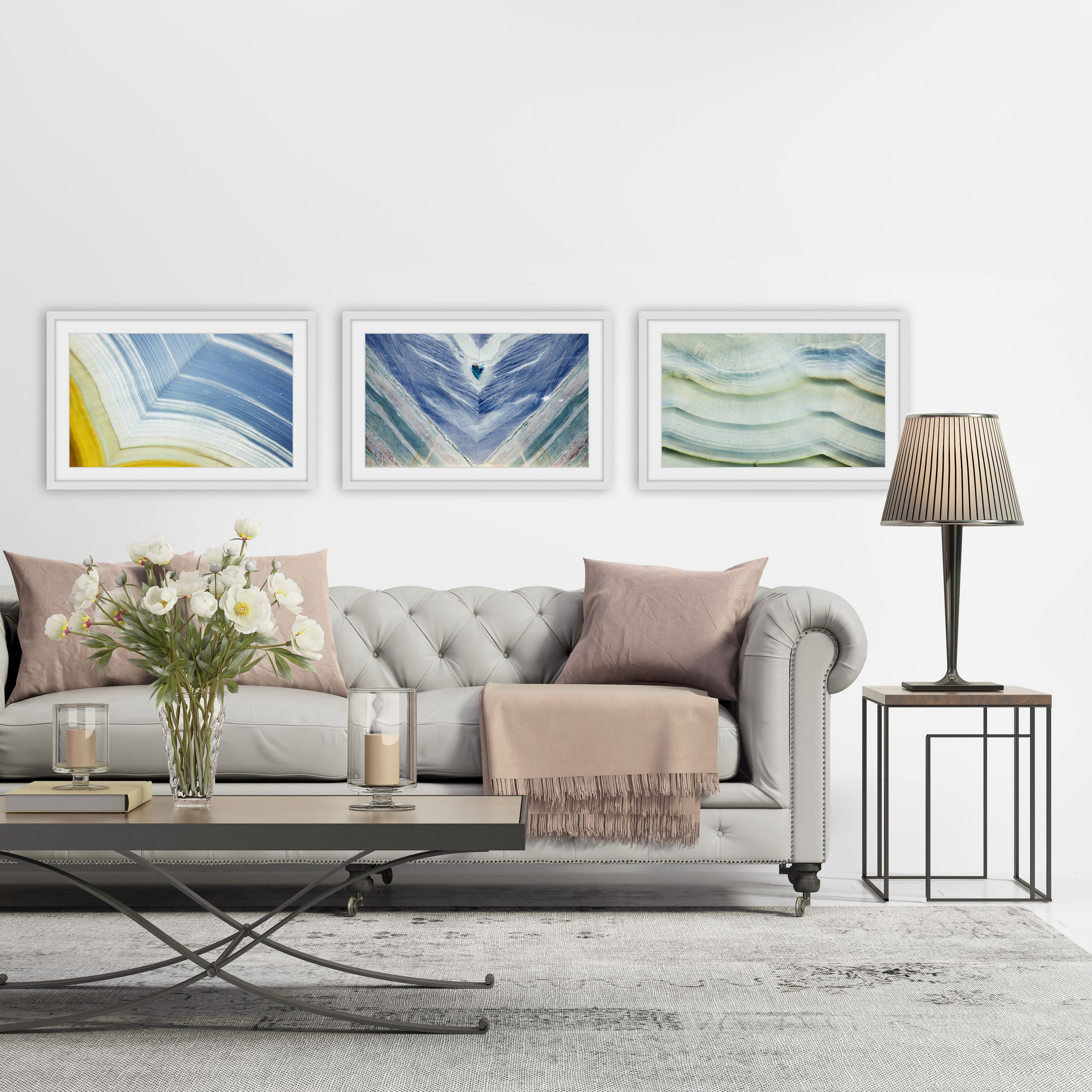 Layers of Color Triptych, 135x30 - Contemporary - Prints And Posters ...
