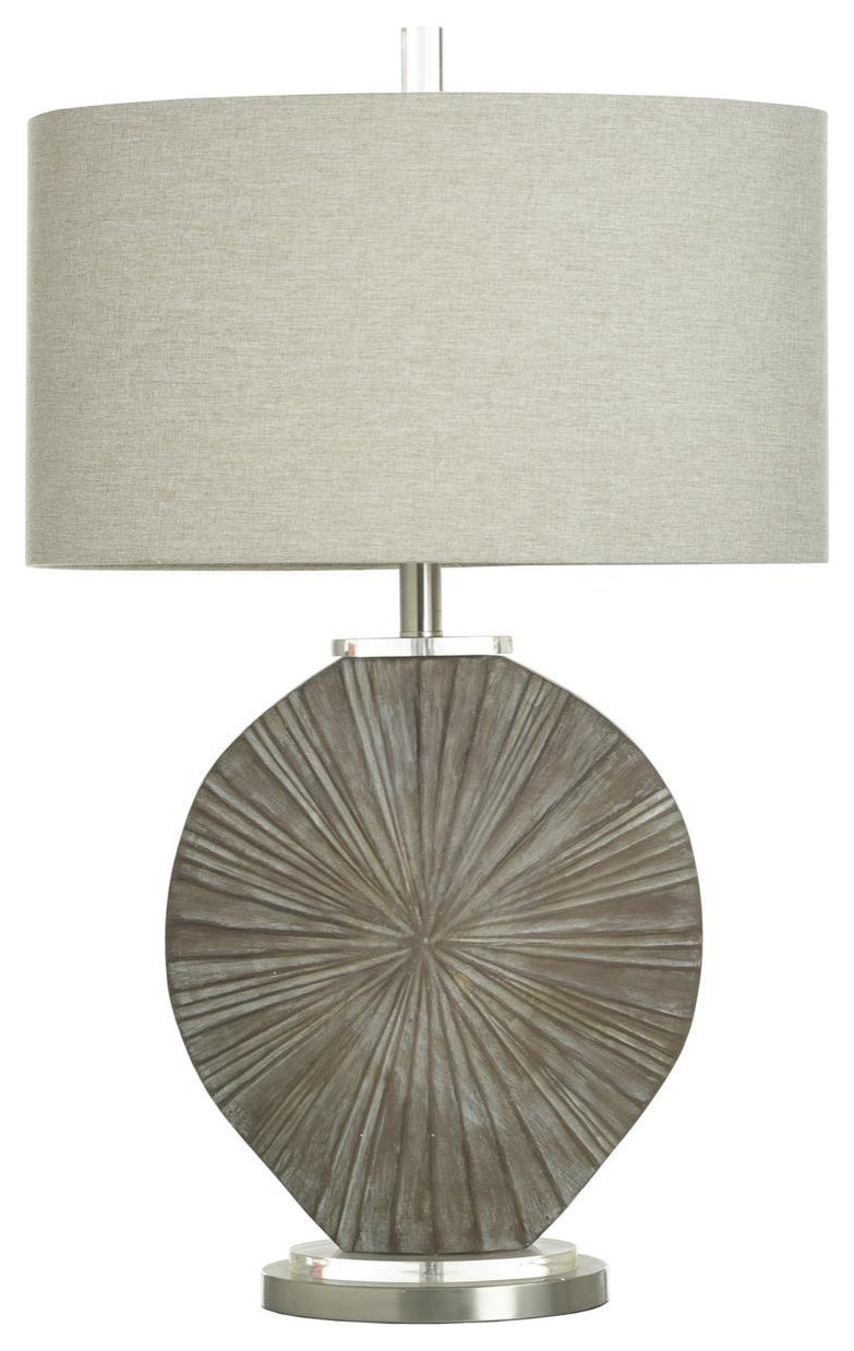 Silver Burst Table Lamp Brushed Grey And Brown Farmhouse Table