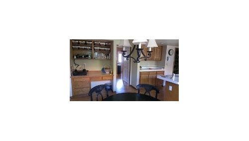 1980's desk smack dab in the middle of the kitchen