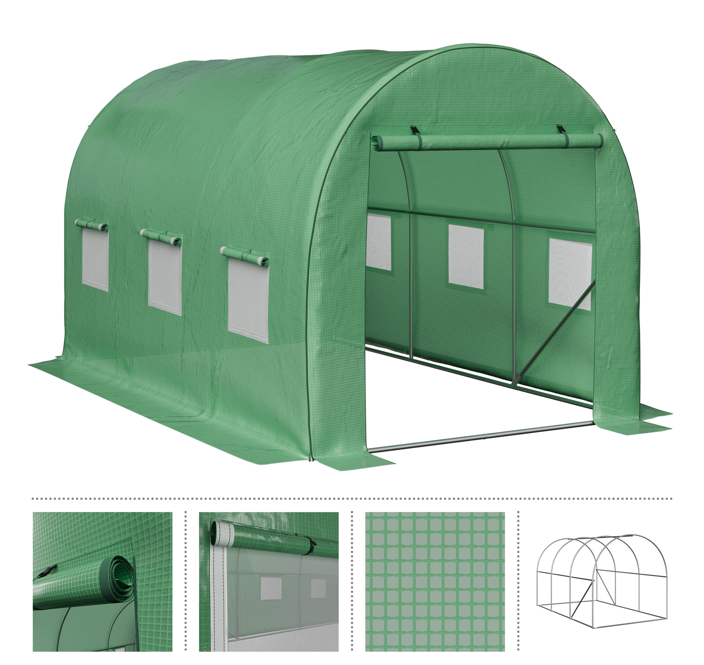 Walk, Greenhouse Outdoor Green House With Windows Mesh-Reinforced Cover ...