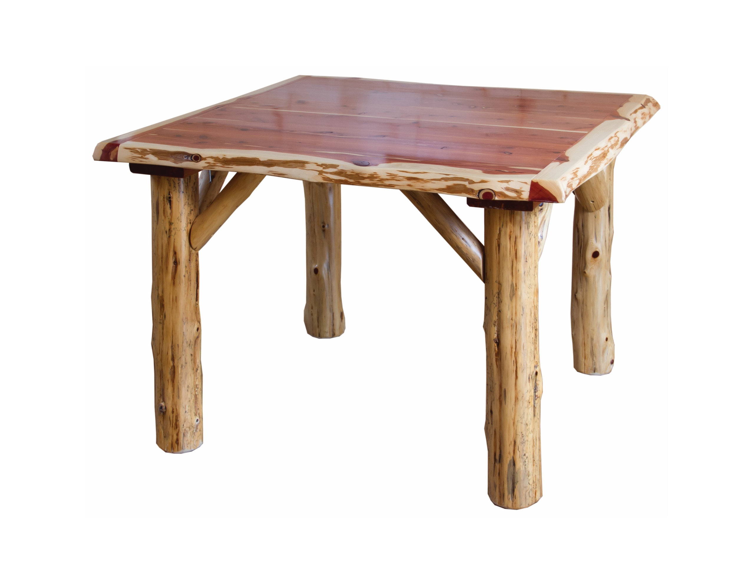 Red Cedar Log Solid Top Family Dining Table, 42" X 42" - Rustic ...