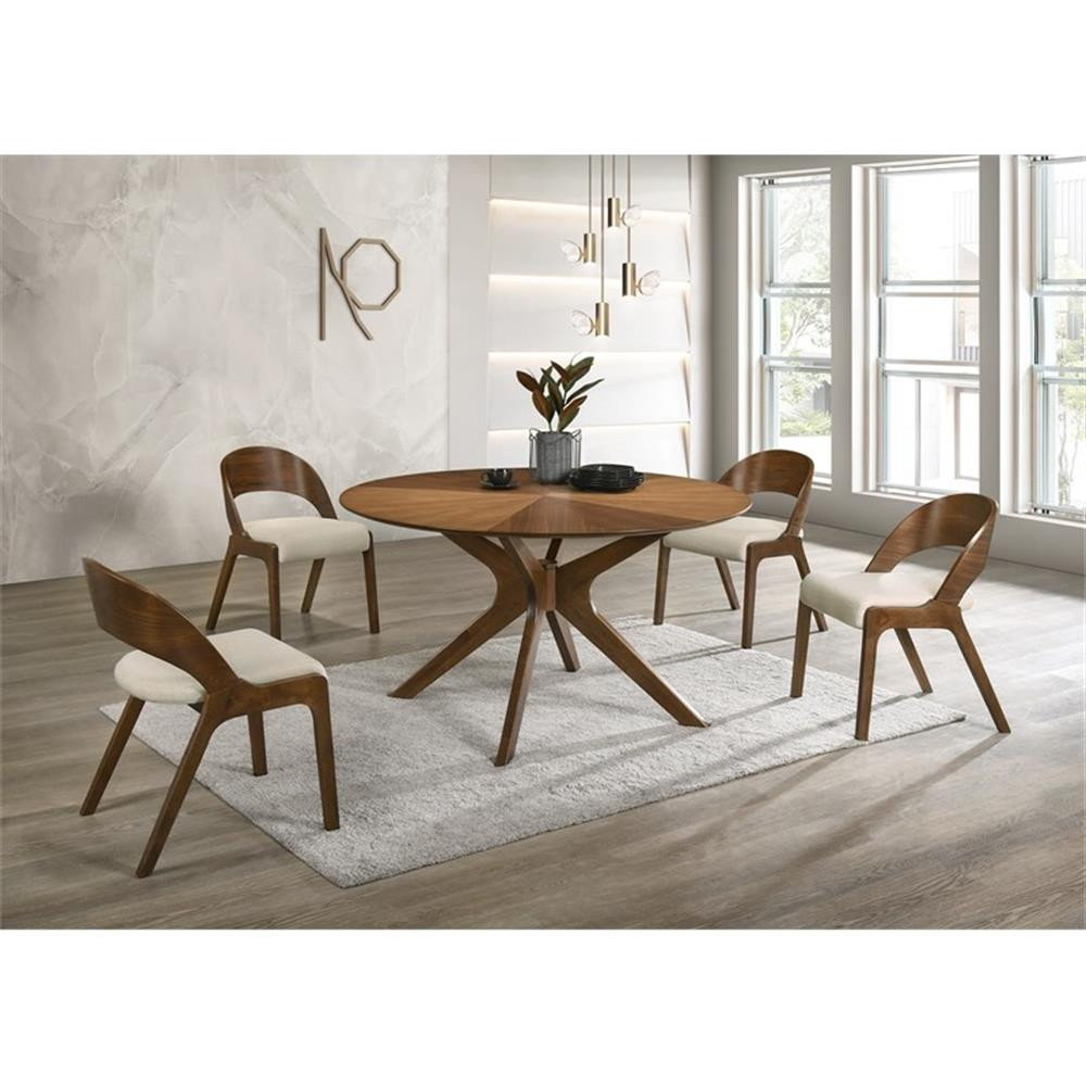 Pemberly Row Mid-Century Wood Dining Table in Rich Walnut Veneer ...