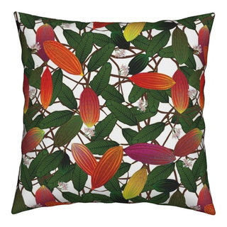 Glimmericks Cacao Pod Jungle Leaves Tree Throw Pillow - Contemporary ...