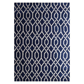 5'x7' Beautiful Transitional Navy Blue Living Room Rug - Contemporary ...