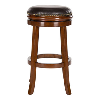 Carlton Bar Stool Walnut / Brown Seat Set of 2 - Transitional - Bar ...