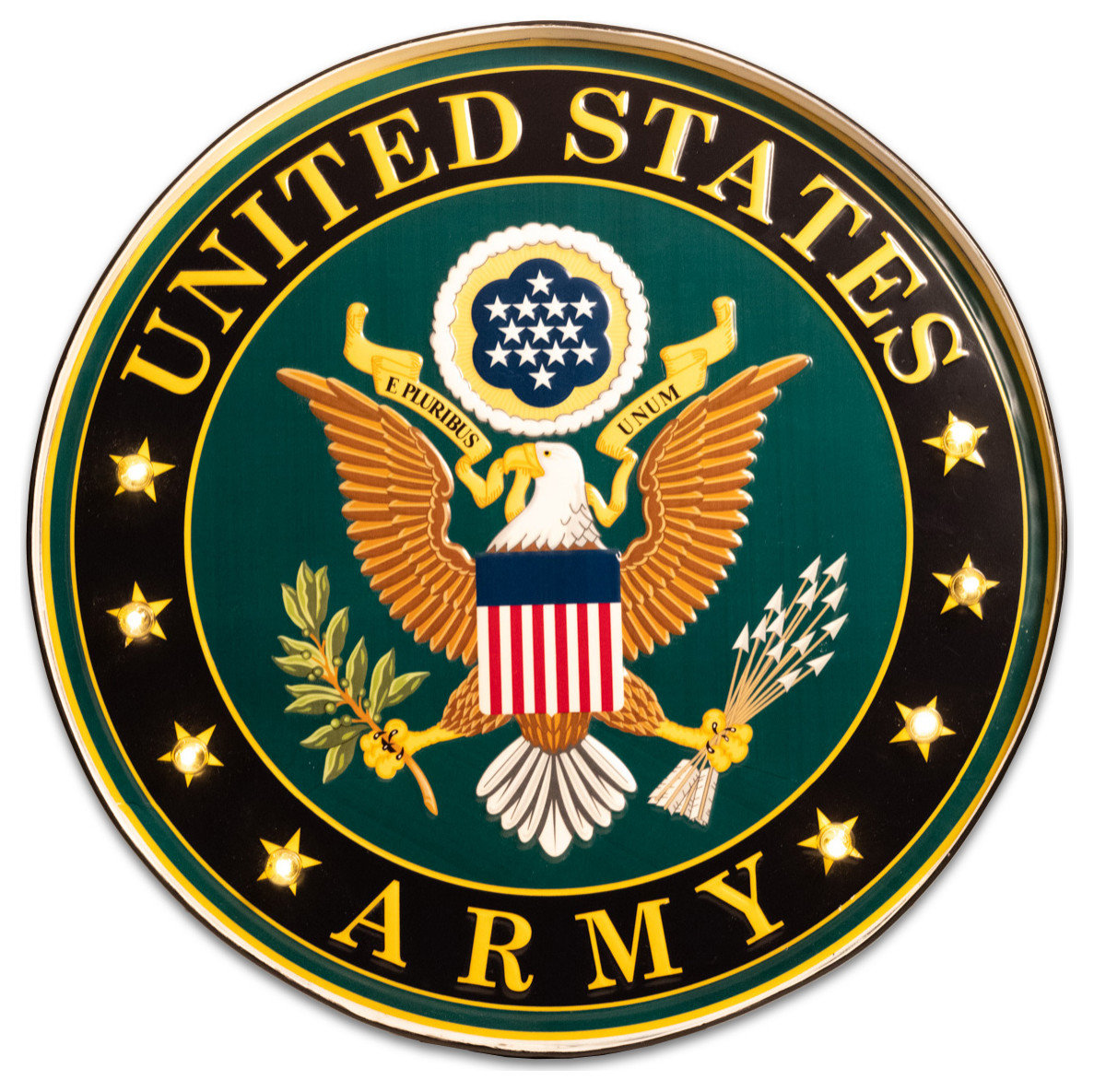 Us Army Round Sign 16" Lighted - Contemporary - Metal Wall Art - by Bey ...