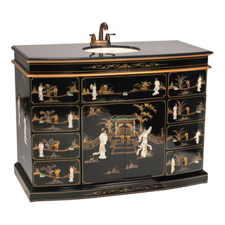 Black Lacquer Vanity Royal Ladies - Asian - Bathroom Vanities And Sink ...