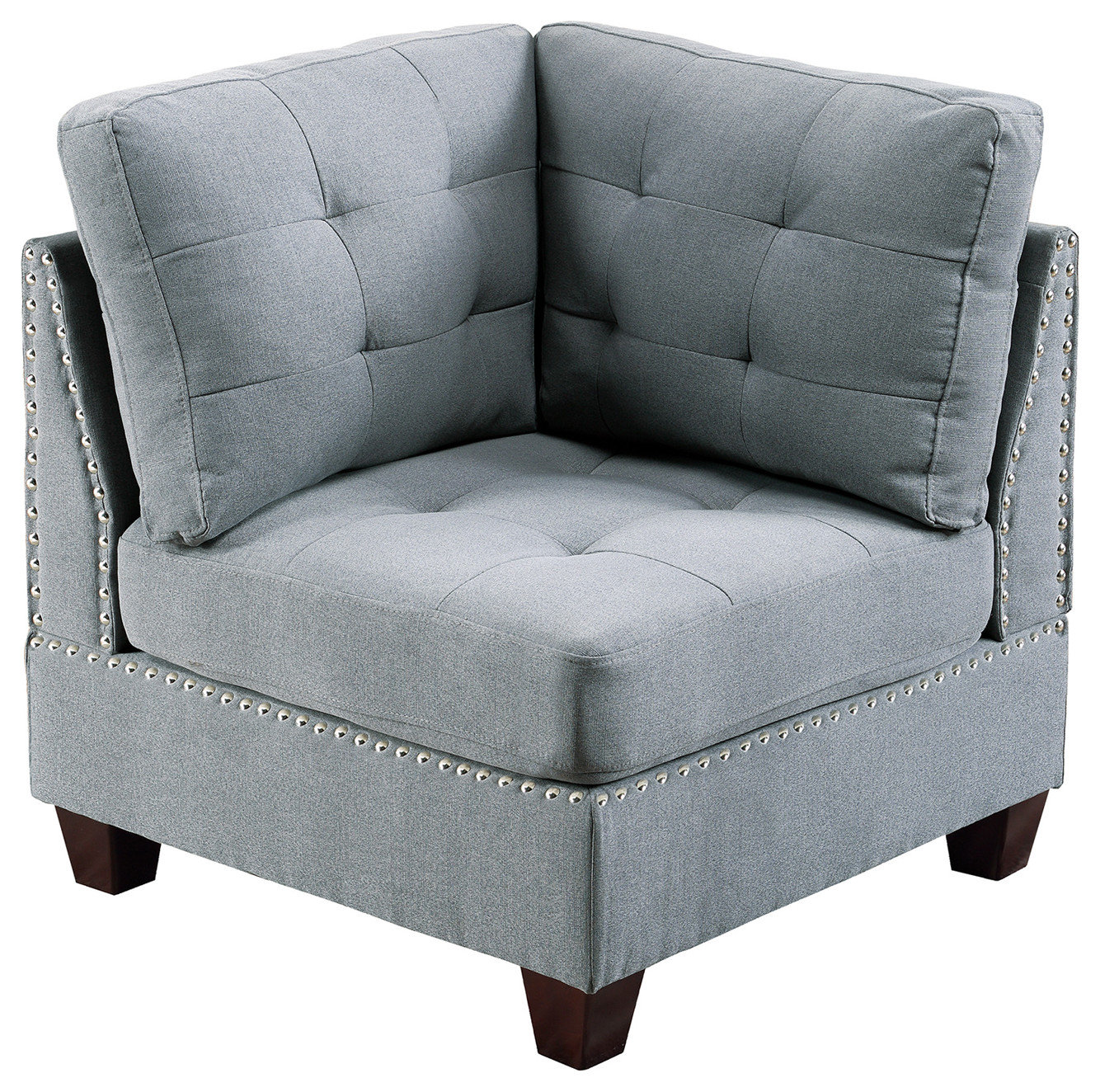 Grey Fabric Upholstered Sectional Modular, Corner Sofa - Transitional ...