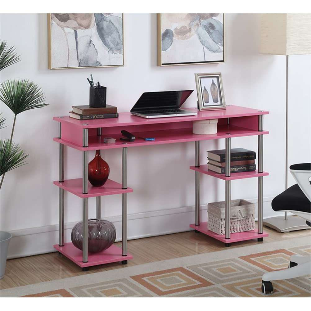 Convenience Concepts Designs2Go No Tools Student Desk in Pink Wood ...