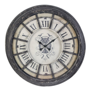 Large Antiqued Metal Wall Clock 36.5" - Industrial - Wall Clocks - by ...