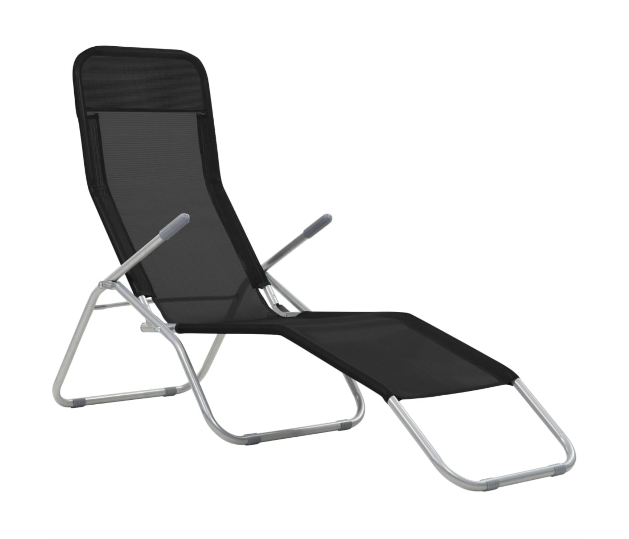 vidaXL Folding Sun Loungers 2-Piece Textilene Black - Contemporary ...