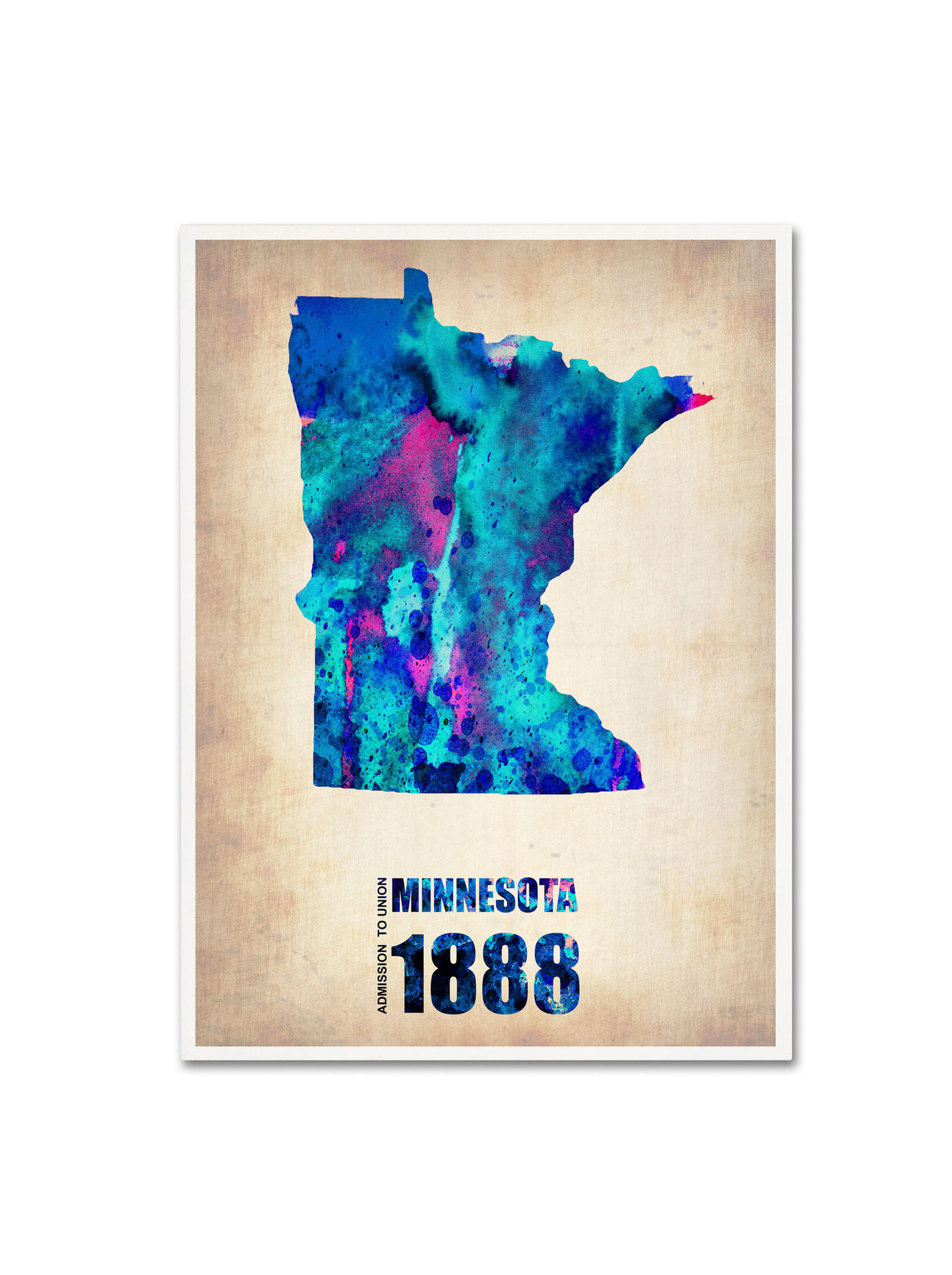 'Minnesota Watercolor Map' Canvas Art by Naxart, 14" x 19 ...