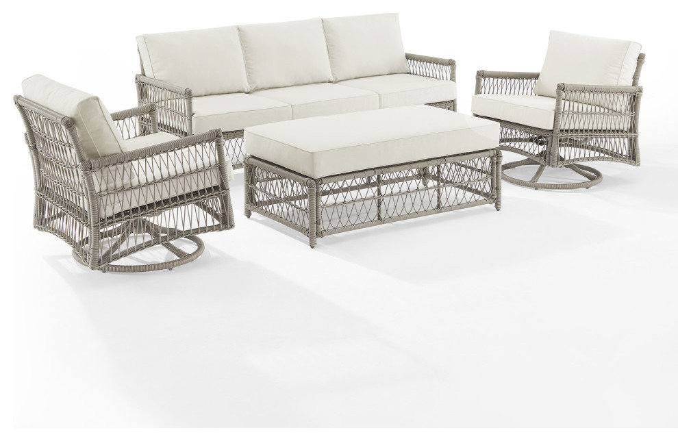 Thatcher 4Pc Wicker Outdoor Sofa And Swivel Rocker Set - Tropical ...