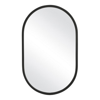 20 Inch Contemporary Style Oblong Shape Mirror, Black - Transitional ...
