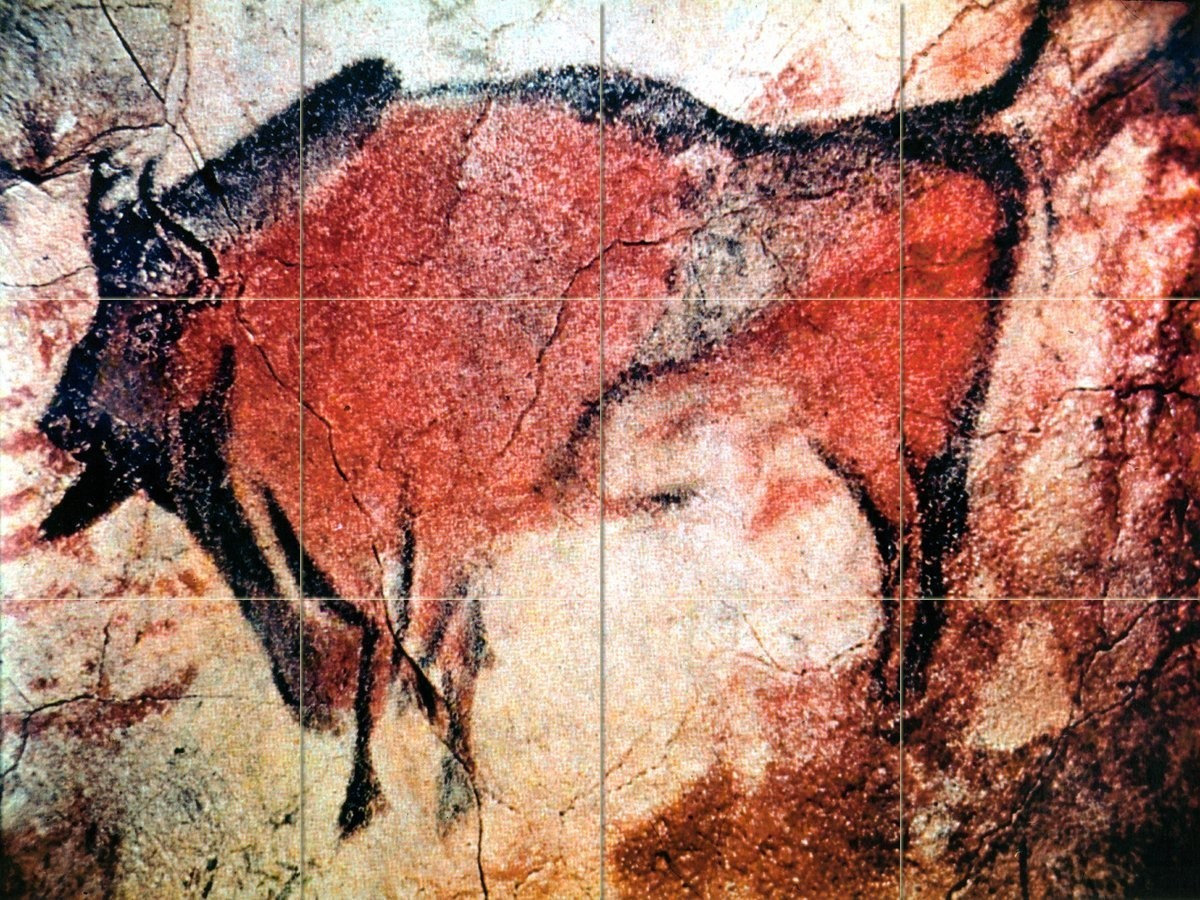 Tile Mural Cave Painting, Caves and Rock Parietal Art III, 12" Ceramic ...