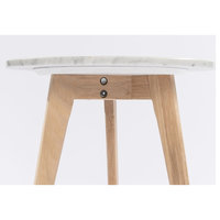 Cherie 15" Round Italian Carrara White Marble Side Table with Oak Legs ...