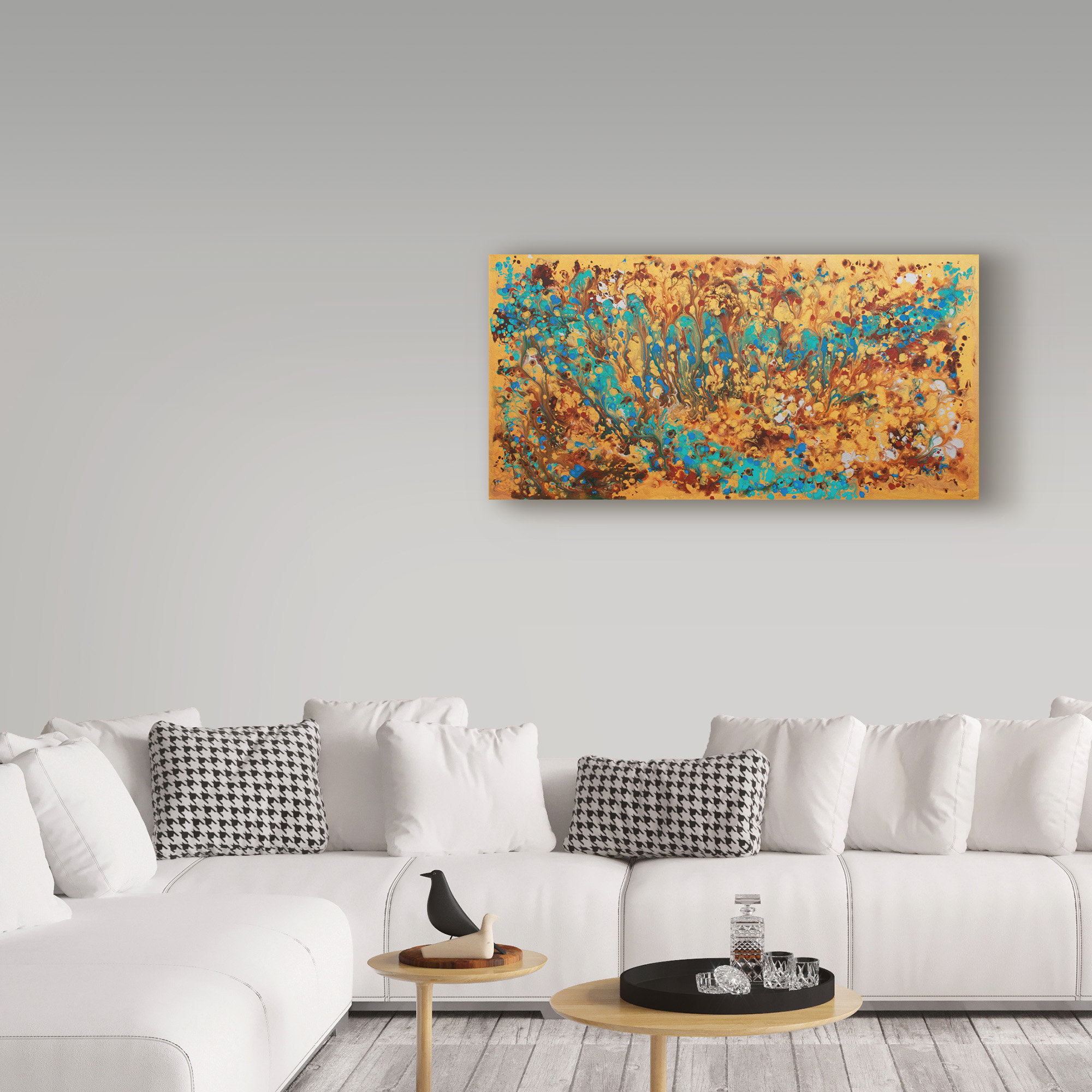 "Liquid Energy Yellow Blue" by Hilary Winfield, Canvas Art, 47"x24 ...