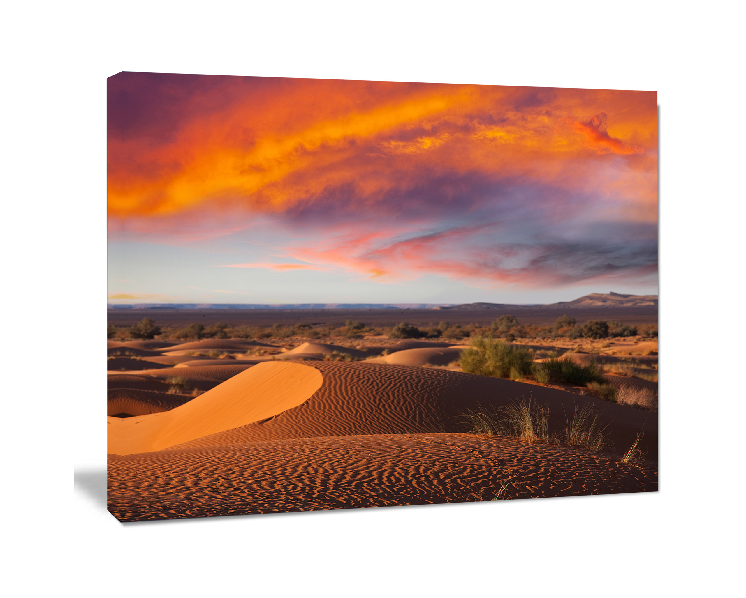 Sahara Dunes under Colorful Sky, Landscape Wall Art on Canvas, 20"x12 ...