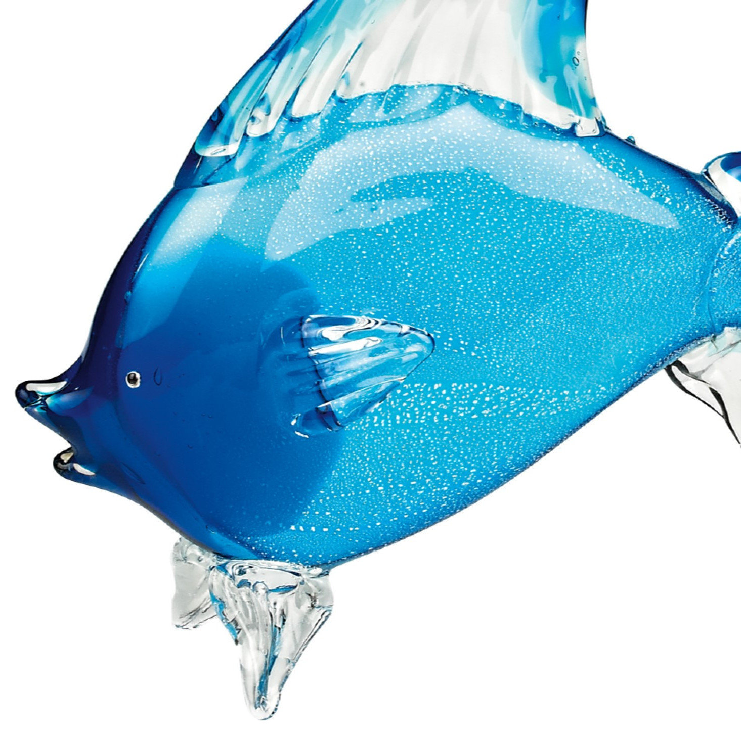 16" Blue Murano Glass Fish Figurine Tabletop Sculpture - Beach Style ...