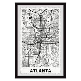 "Detailed Street Map of Atlanta" Framed Painting Print, 12x18 ...