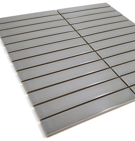 Sample of Gio Gray Glossy 1" X 6" Stacked Linear Porcelain M. Tile ...