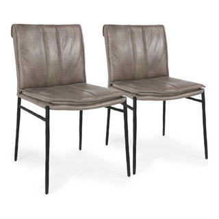 Mayer Genuine Leather Dining Chair, Set of 2 - Industrial - Dining ...