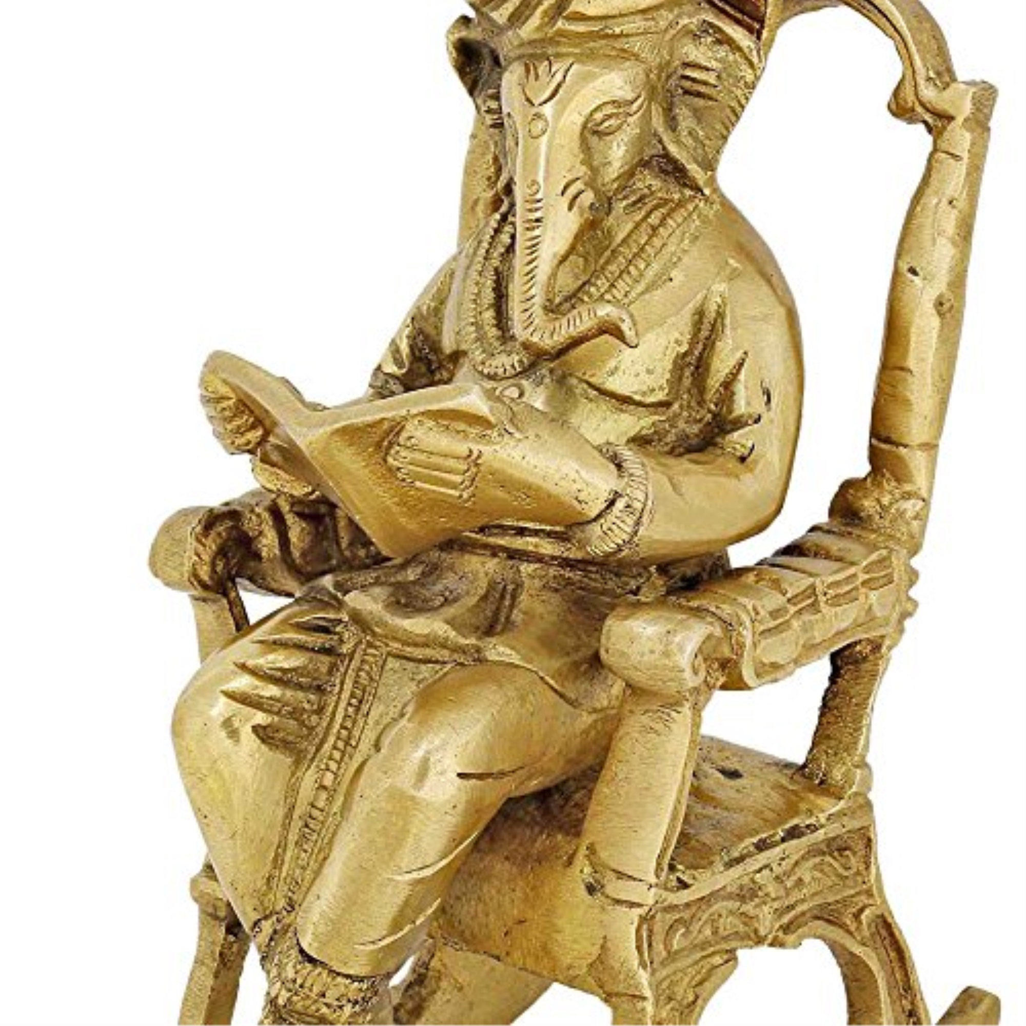 Hindu Art Ganesha God Seated On A Rocking Chair and Reading A Book 7 ...