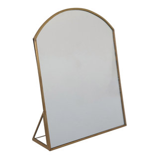 Arched Metal Framed Standing Mirror, Brass - Contemporary - Bathroom ...