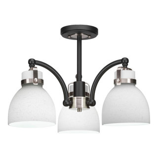 Easton 3-Light Semi-Flush Mount, Matte Black & Brushed Nickel/White ...