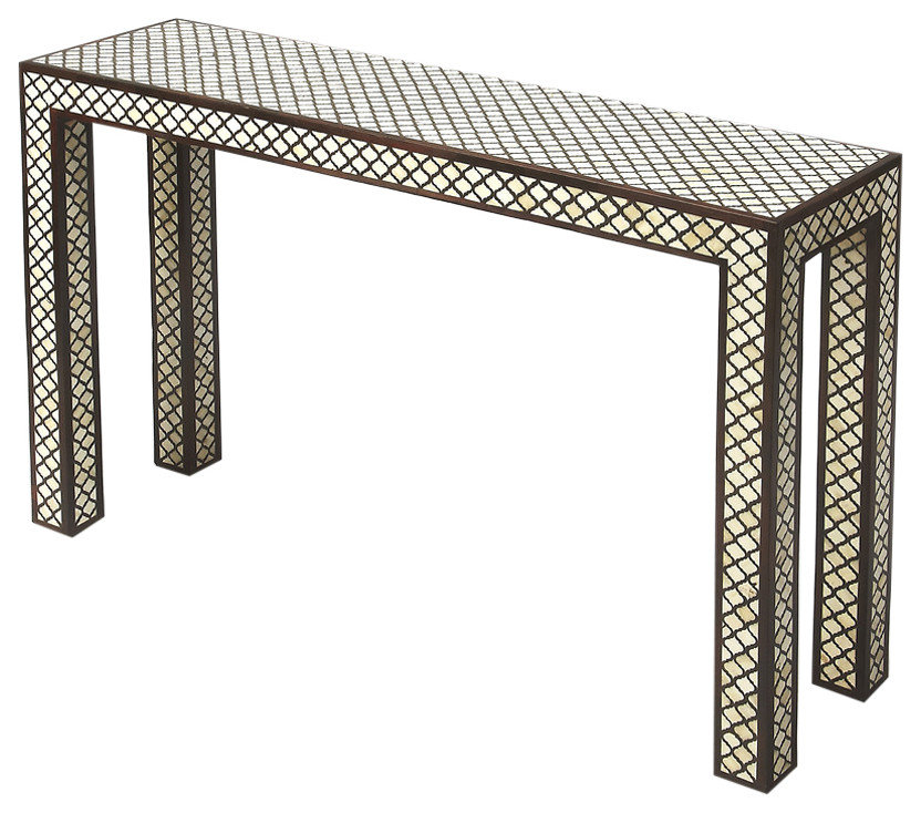 Basan Wood & Bone Inlay Console Table - Mediterranean - Console Tables ...