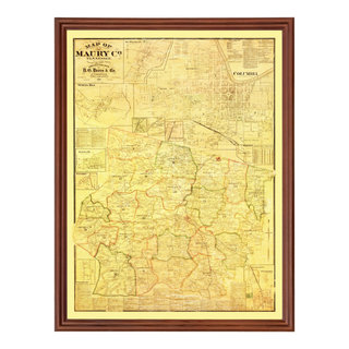 Maury County Map Framed Art 1878, Vintage Tennessee Wall Decor, 24x36 ...