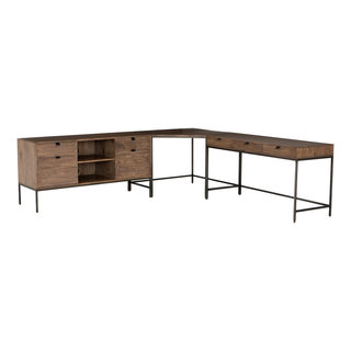 Trey Desk System With Filing Credenza - Industrial - Desks And Hutches ...
