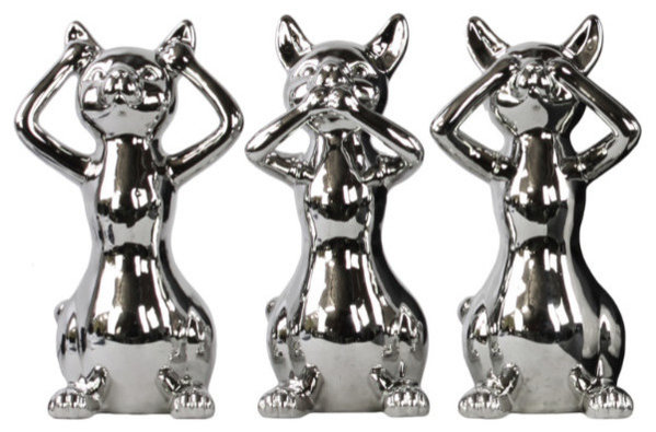 Ceramic Ribbon Abstract Sculpture On Rectangle Base, Silver ...