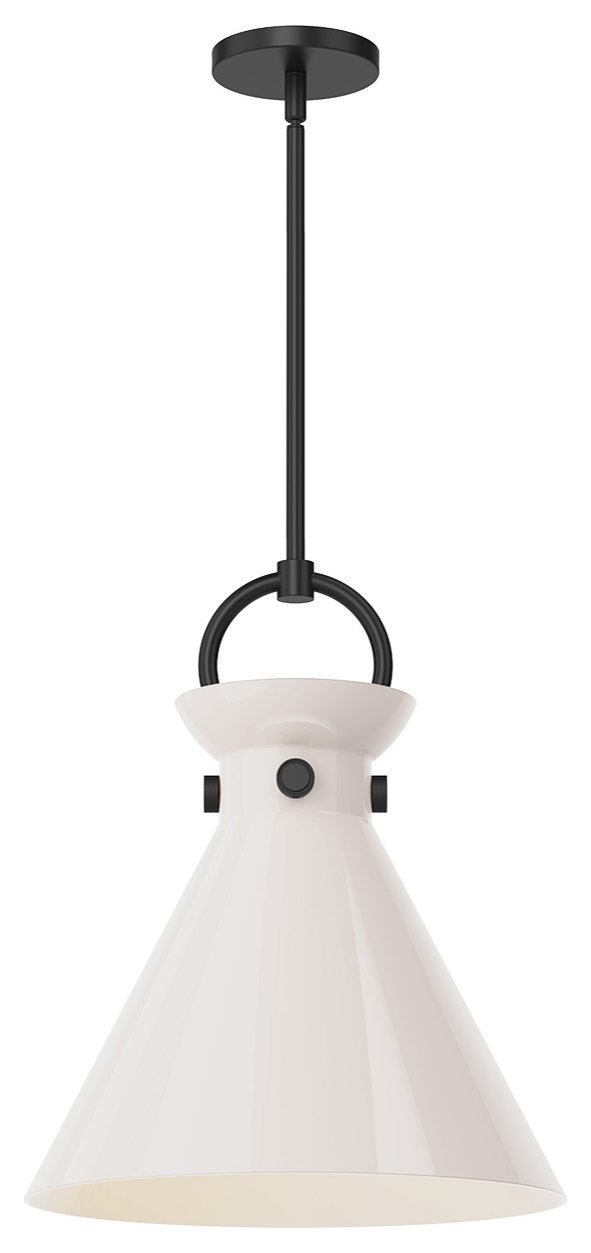 Emerson 14" Pendant Matte Black Glossy Opal Glass E26 60W, D14" x H17 ...