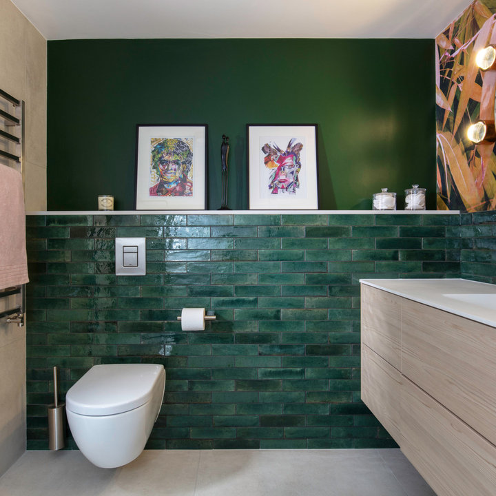 75 Beautiful Cloakroom with Green Tiles Ideas and Designs - February ...