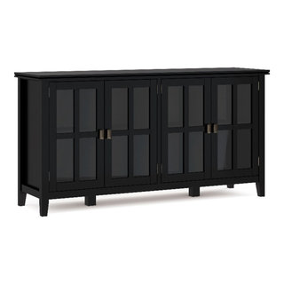 Artisan SOLID WOOD 66 inch Wide Wide 4 Door Storage Cabinet in Black ...