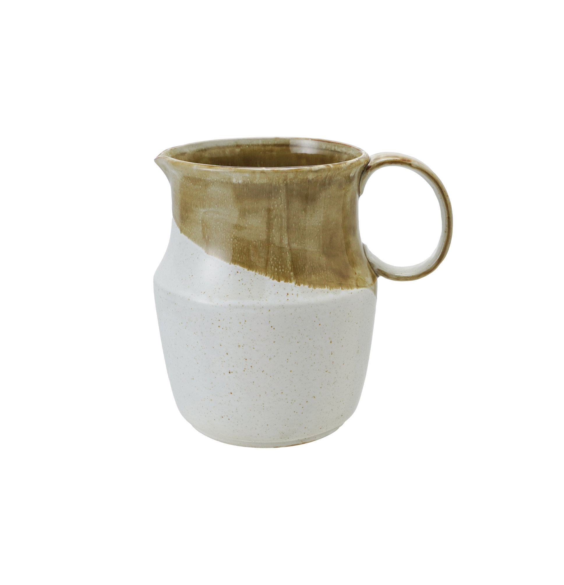 2.5-Quart Stoneware Pitcher With Reactive Glaze, Brown and White ...