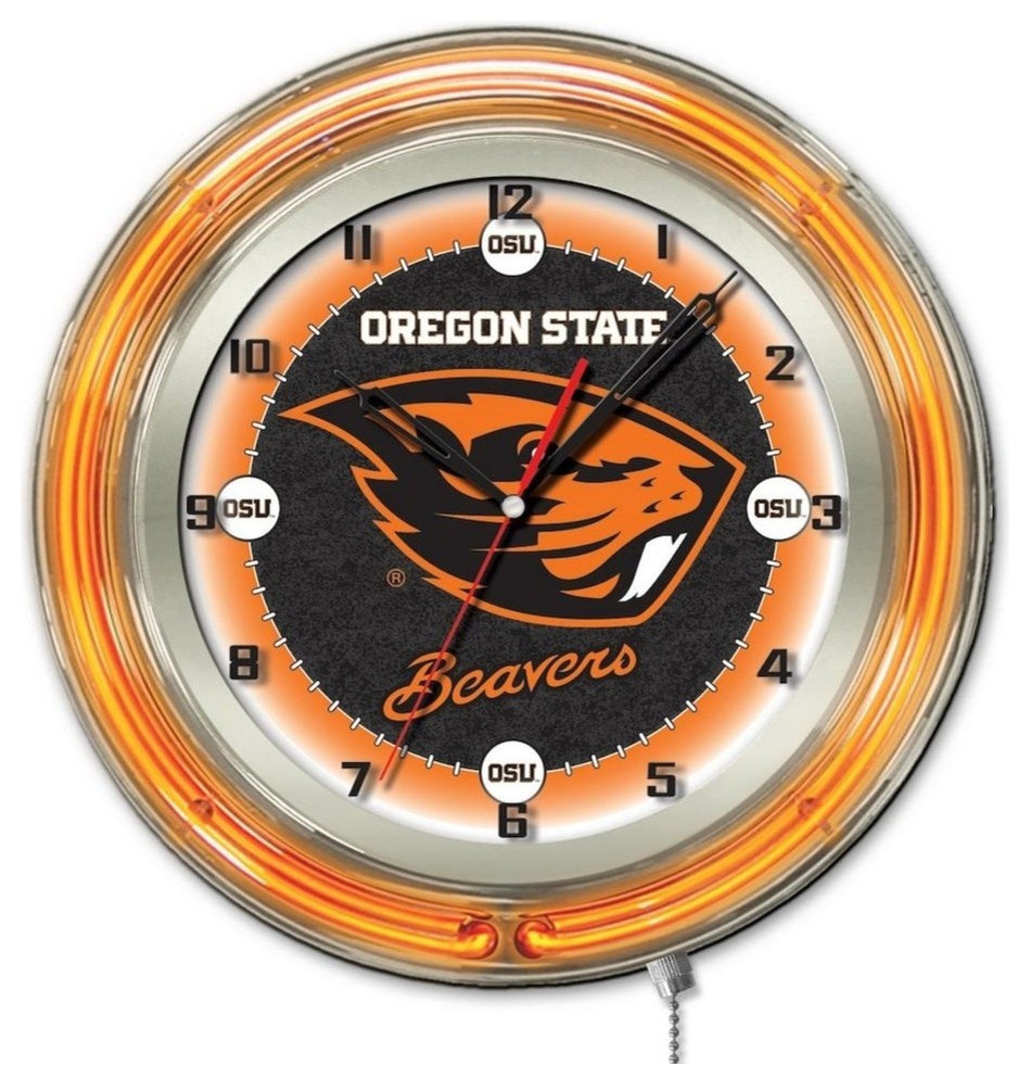 Oregon State 19" Neon Clock - Contemporary - Wall Clocks - by Holland ...