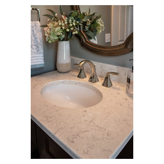 Powder Room with Waypoint Vanity and Quartz Countertop - Transitional ...