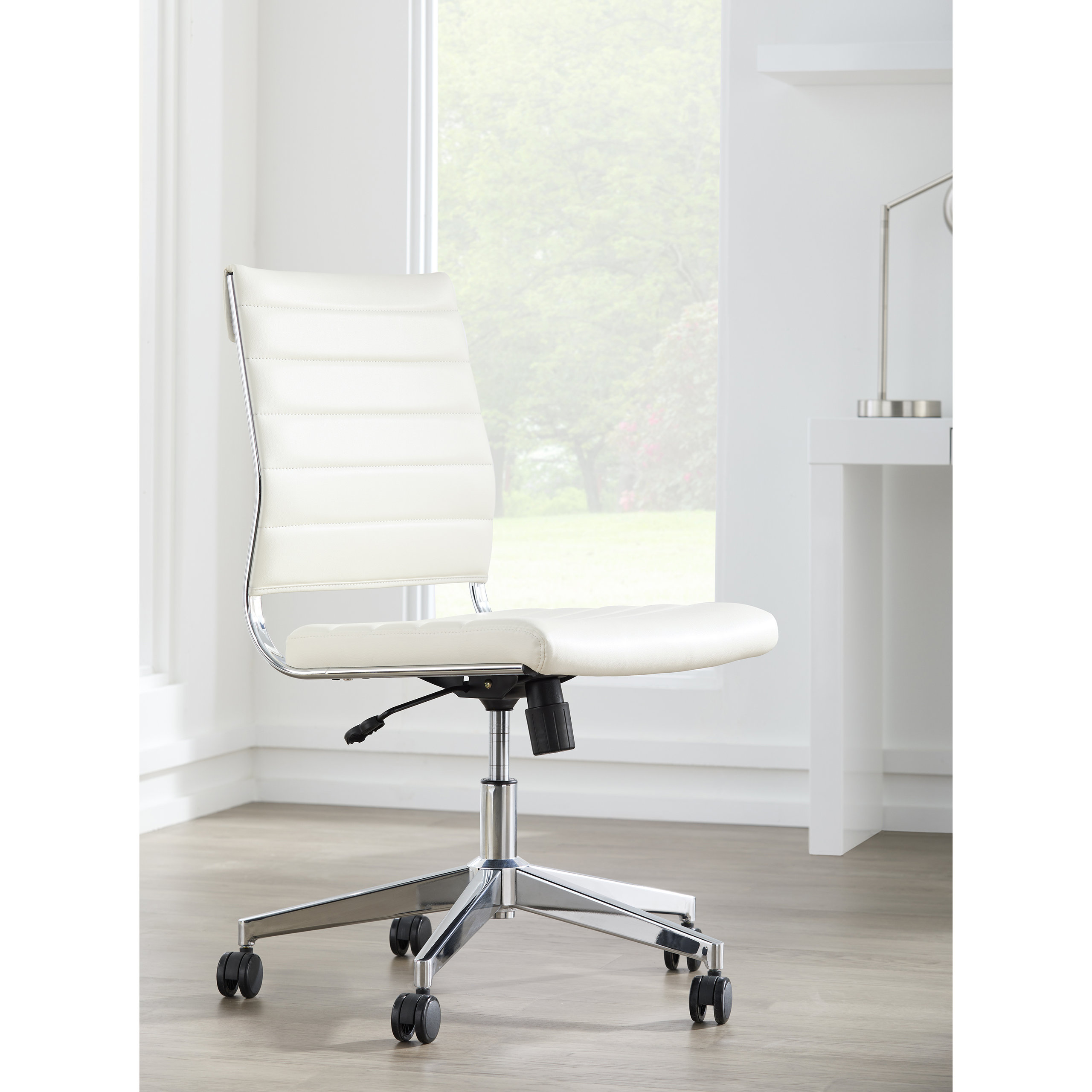 Axel Low Back Office Chair Witho Armrests, White With Aluminum Base ...
