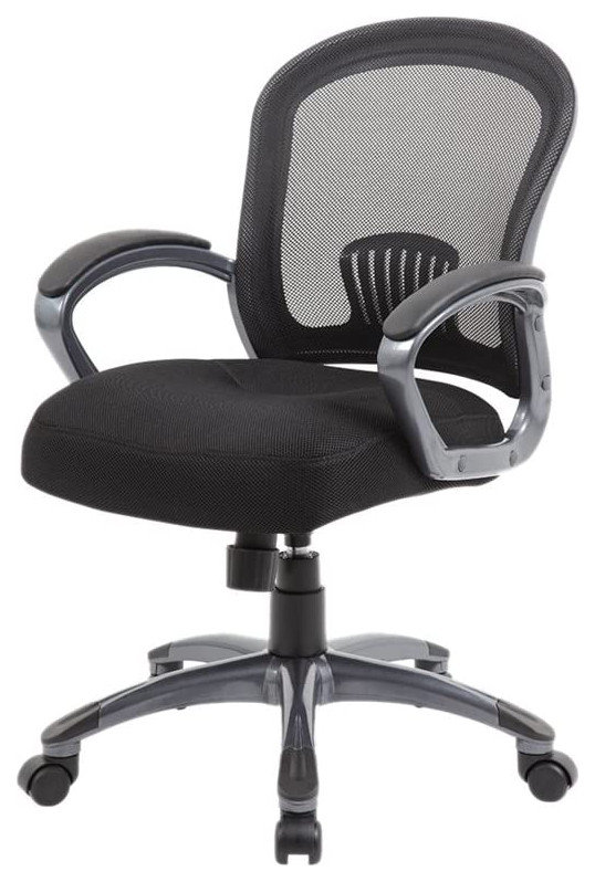 Ergonomic Black Task Chair, Mid Back, Mesh Back, Extra Padded Seat ...