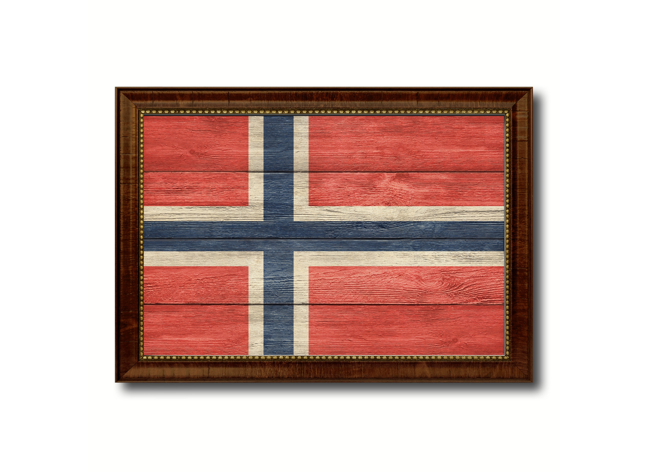 Norway Country Textured Flag Print With Brown Gold Frame, 15" x 21 ...
