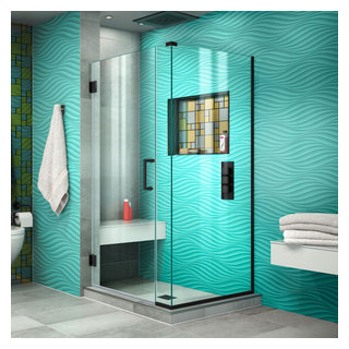 DreamLine Unidoor Plus 30x30 3/8x72 Hinged Shower Enclosure, Satin ...