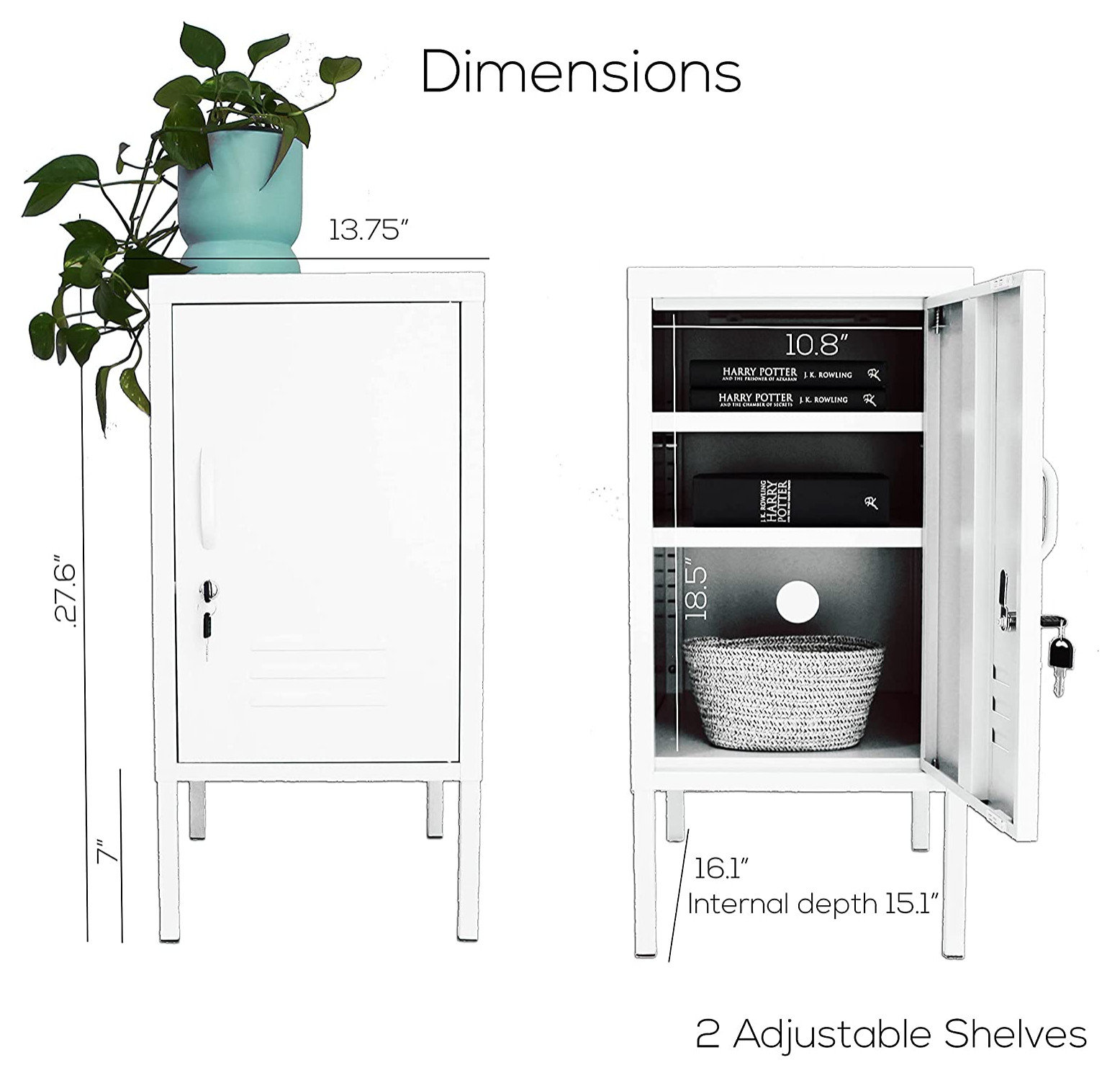 Locker End Table/Bedside Table with Metal Storage Cabinet ...